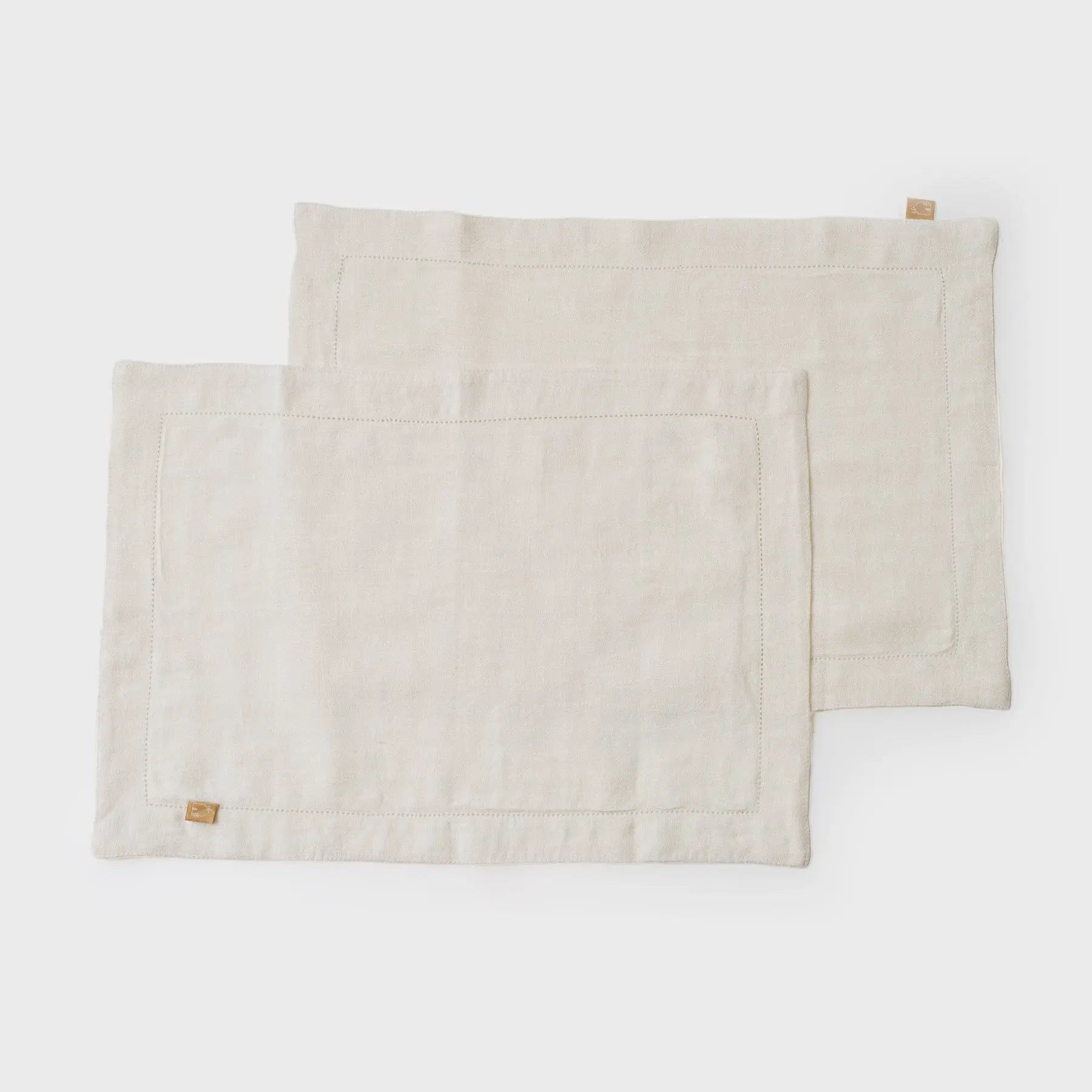 Hemstitch Ivory Linen Table Mats-Set of 2 | Premium Home Textiles in