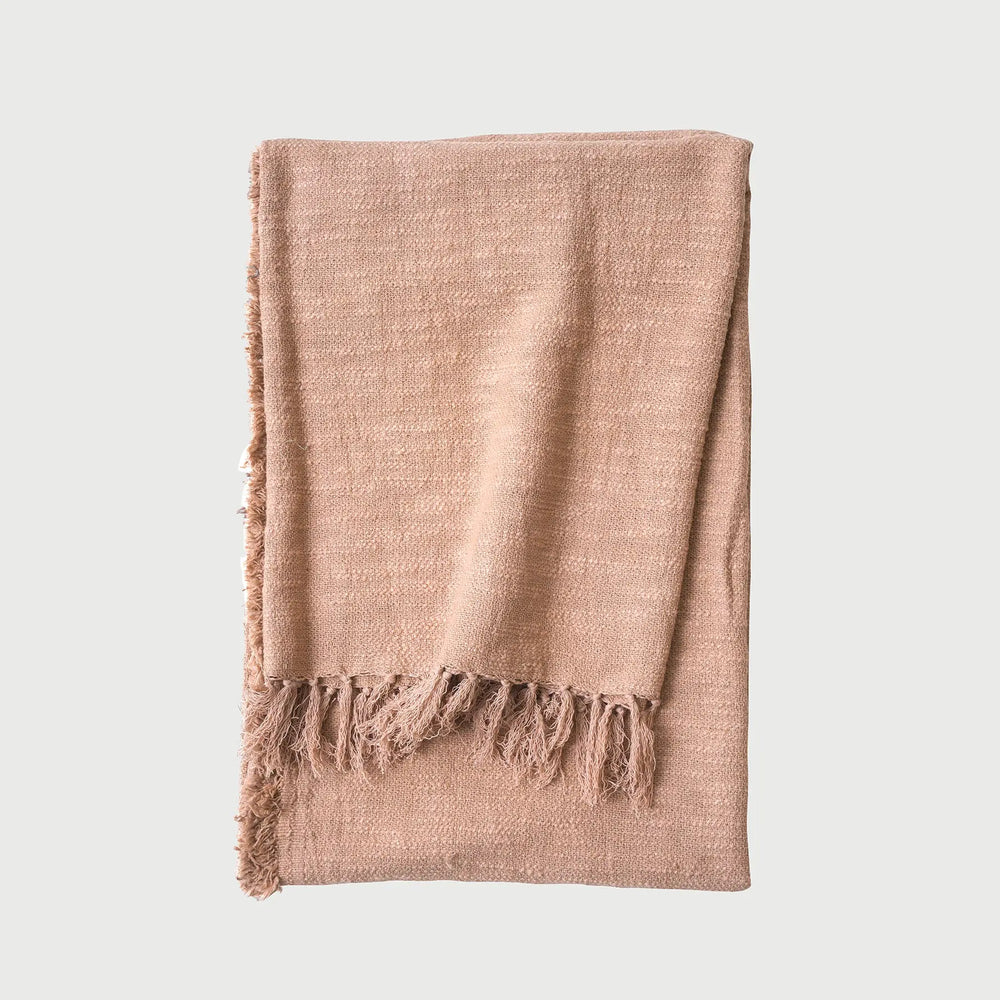 Handloom Cotton Slub Blush Throw | Premium Home Textiles in India