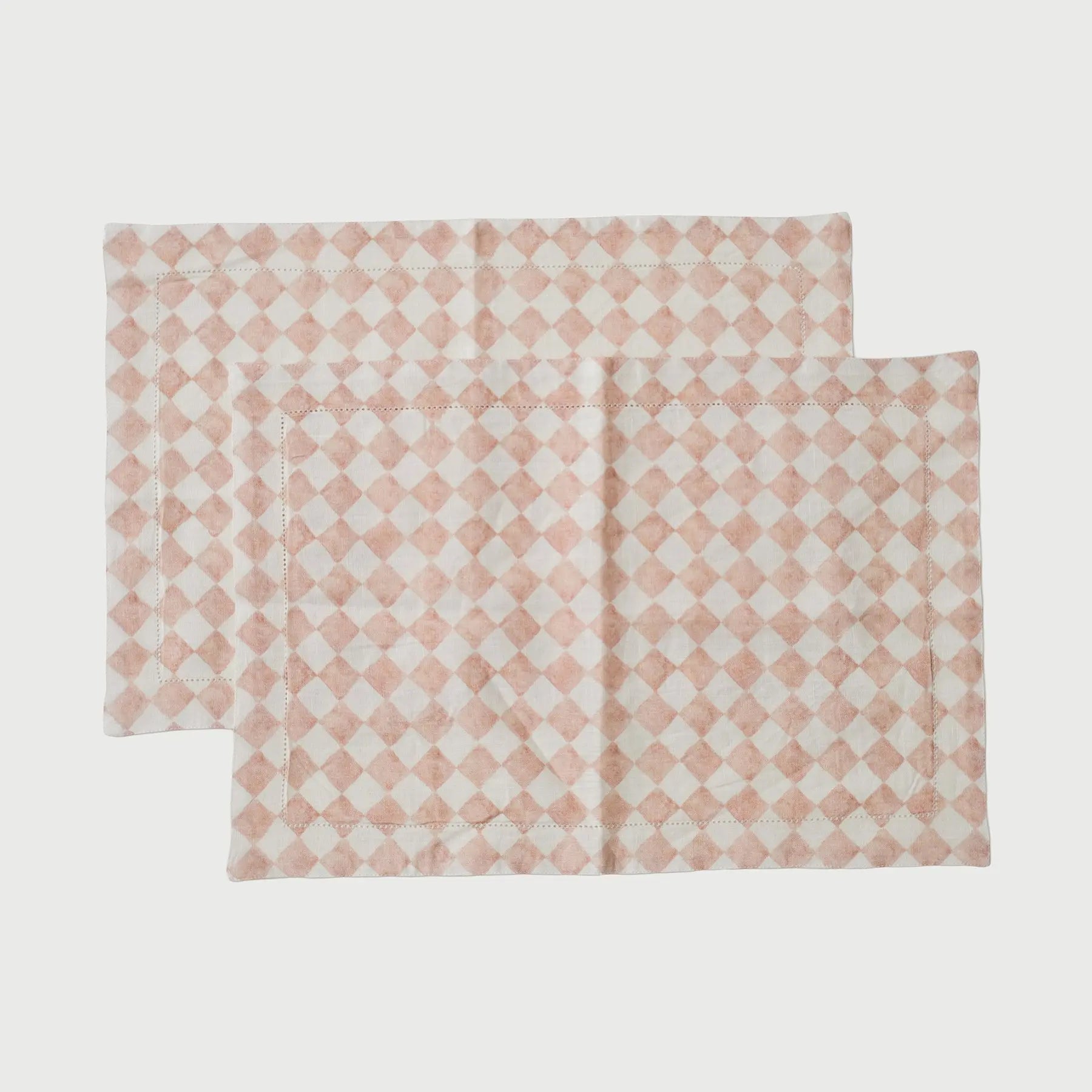 Checker Blush Table Mats-Set of 2 | Premium Home Textiles in India